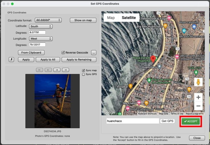 Adding Geolocation Information in Photo Mechanic
